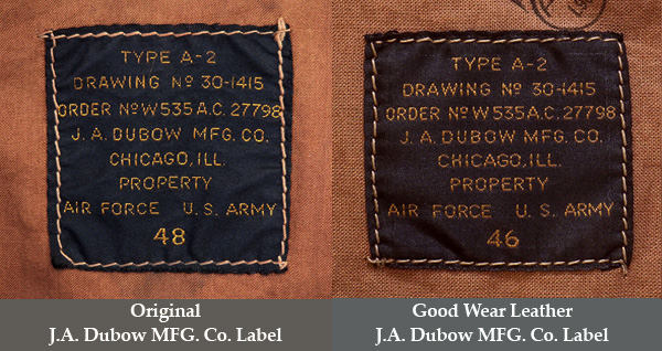 Good Wear Leather Coat Company — Good Wear J.A. Dubow Type A-2 Jacket ...